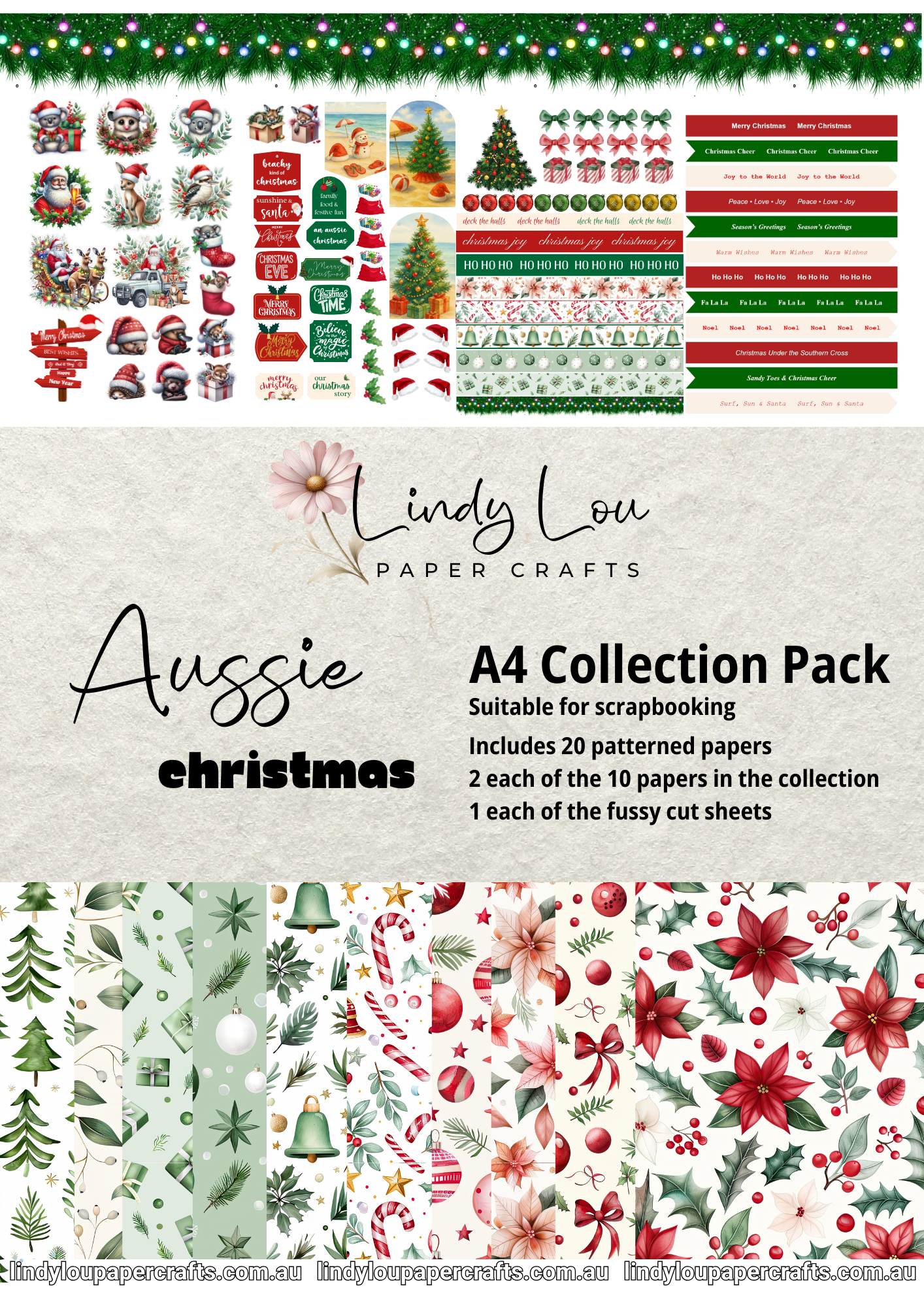 A4 Paper Collection - Aussie Christmas – Lindy Lou Paper Crafts